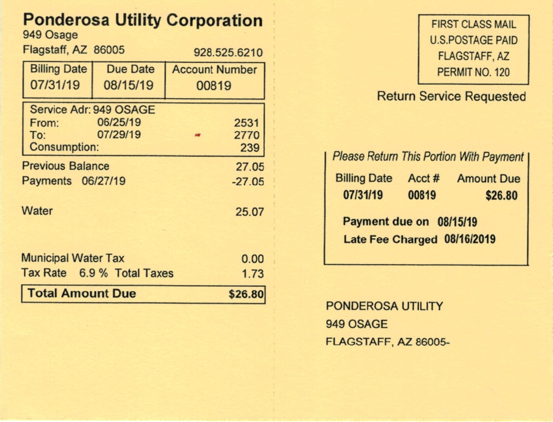 Pay My Bill – Ponderosa Utility Corporation